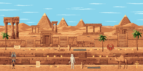 Arcade game frames ancient egypt vintage set Vector Image