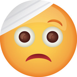 Ragged emoji face with bandage on head line Vector Image