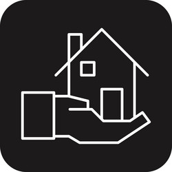 Saving home real estate icon with black outline Vector Image