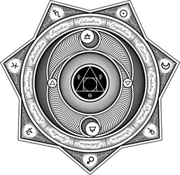 Face of the almighty with magical symbols Vector Image