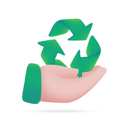 Hand holding recycling symbol waste recycling Vector Image