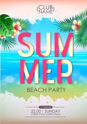 Summer beach party advertisement poster template Vector Image