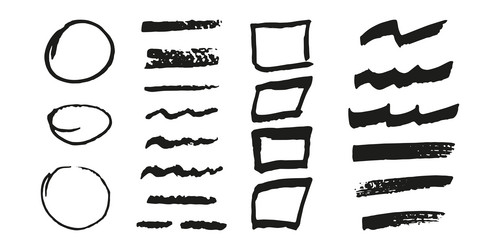 Brushes and elements for notes highlighting text Vector Image
