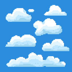 Flat design pixel art cloud Royalty Free Vector Image