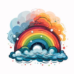 Rainbow hand-drawn comic doodle style Royalty Free Vector