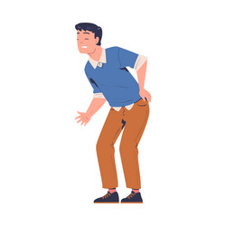 Young man suffering from back pain cartoon scene Vector Image