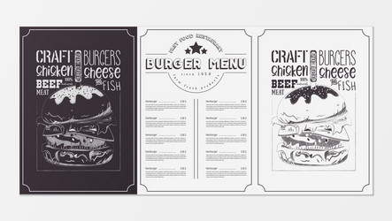 Template menu for burger house Royalty Free Vector Image