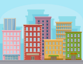 City buildings cartoon Royalty Free Vector Image