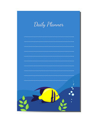 Planner template marine design exotic fish Vector Image