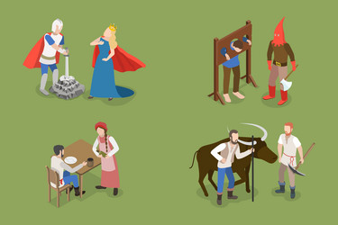 3d isometric flat set of medieval people Vector Image