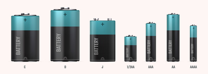 Battery types realistic electric alkaline cells Vector Image