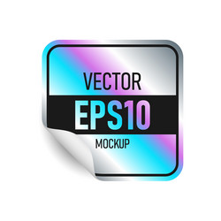 Square black holographic sticker isolated on white