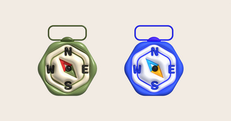 3d compass tool navigation device compass object Vector Image