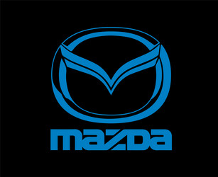 Mazda brand logo symbol black with name Royalty Free Vector