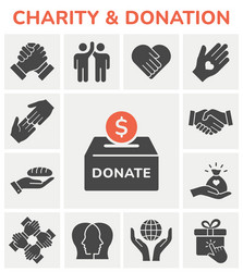 Set of outline fundraising contribute donate icons