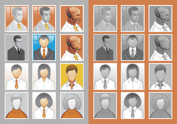 People avatars square icons different faces set Vector Image