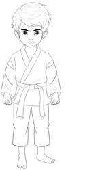 Cartoon boy wearing judo outfit Royalty Free Vector Image