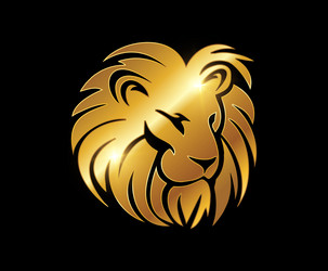 Golden lion head logo icon Royalty Free Vector Image