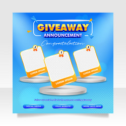 Giveaway winner announcement social media post Vector Image