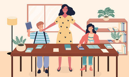 Cartoon little boy studying on the desk Royalty Free Vector