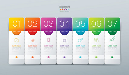 Timeline infographics design with 7 options Vector Image