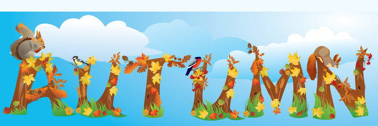 Autumn typography design made with leaves Vector Image