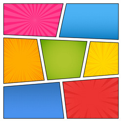 Five empty comic book page colorful template Vector Image