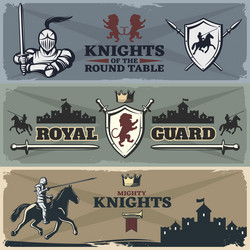 Knight horizontal banners set Royalty Free Vector Image