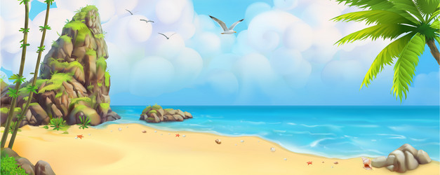Sea beach realistic background Royalty Free Vector Image