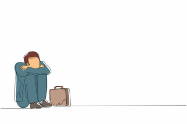 Single continuous line drawing depressed Vector Image