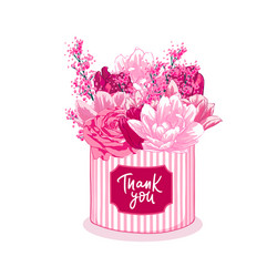 Floral spring thank you pink flowers card Vector Image
