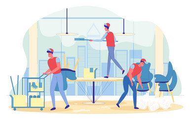 Office cleaning workers washing Royalty Free Vector Image