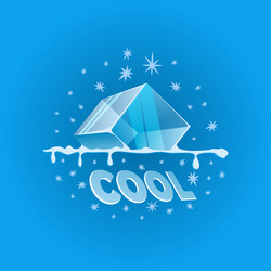Melting ice cube icon with text cool down Vector Image