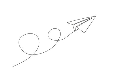 Paper plane continuous one line drawing Royalty Free Vector