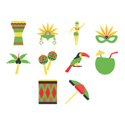 Carnival of rio icon set Royalty Free Vector Image
