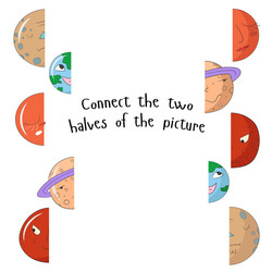 Educational game connect two parts of picture Vector Image
