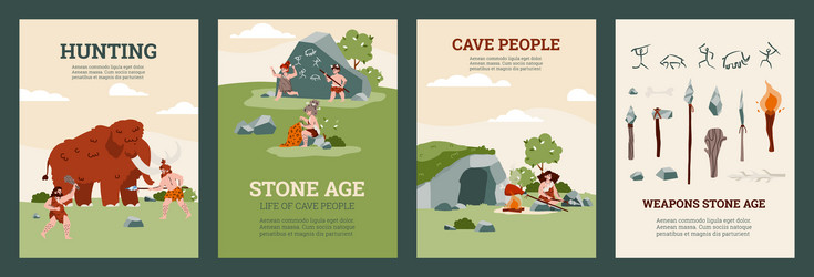 Icons on theme stone age - prehistoric weapons Vector Image