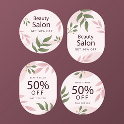 Flat design beauty salon labels pack Royalty Free Vector