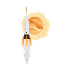 Rocket taking off with fire Royalty Free Vector Image