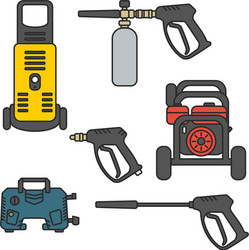 Set pressure washer machine electric Royalty Free Vector