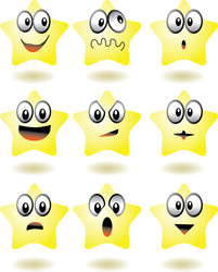 Cartoon colorful glossy star characters set Vector Image