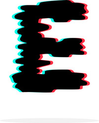 Logo letter e glitch distortion Royalty Free Vector Image