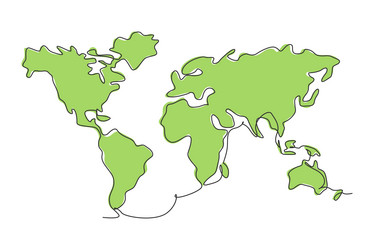 World map pen line Royalty Free Vector Image - VectorStock