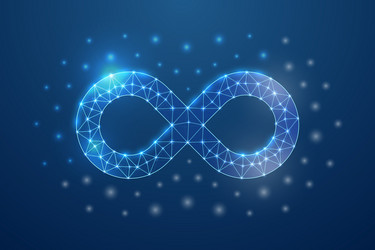 Infinity 3d low poly symbol with connected dots Vector Image