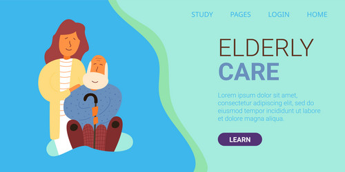 Banner elderly care caring for parents Royalty Free Vector