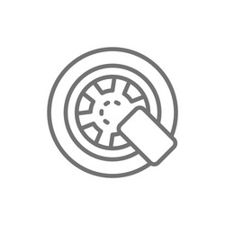 Wheel clamping in operation road sign - parking Vector Image