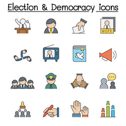Election and democracy color line icon set Vector Image