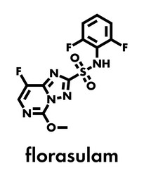 Iodosulfuron herbicide molecule skeletal formula Vector Image