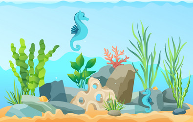 Underwater life sea bottom scene background Vector Image