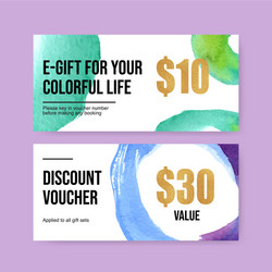 Splash color voucher design with blue purple Vector Image